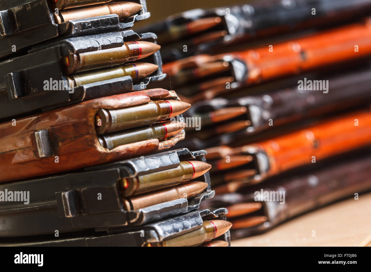 ammo for machine guns with loaded magazines Stock Photo - Alamy