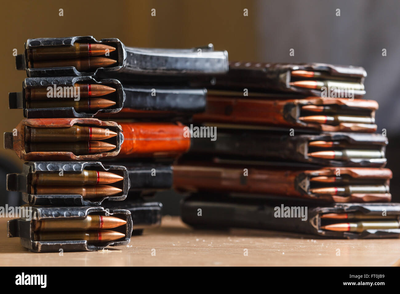 ammo for machine guns with loaded magazines Stock Photo - Alamy