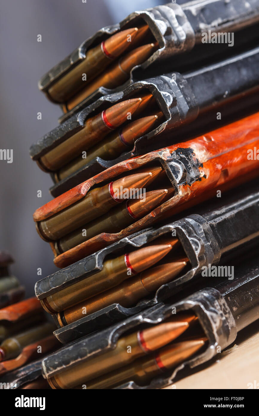 ammo for machine guns with loaded magazines Stock Photo - Alamy