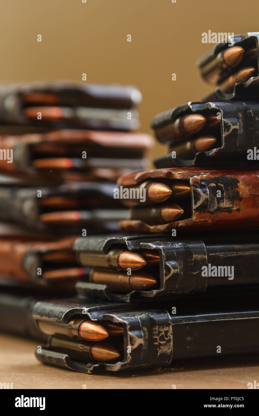 ammo for machine guns with loaded magazines Stock Photo - Alamy