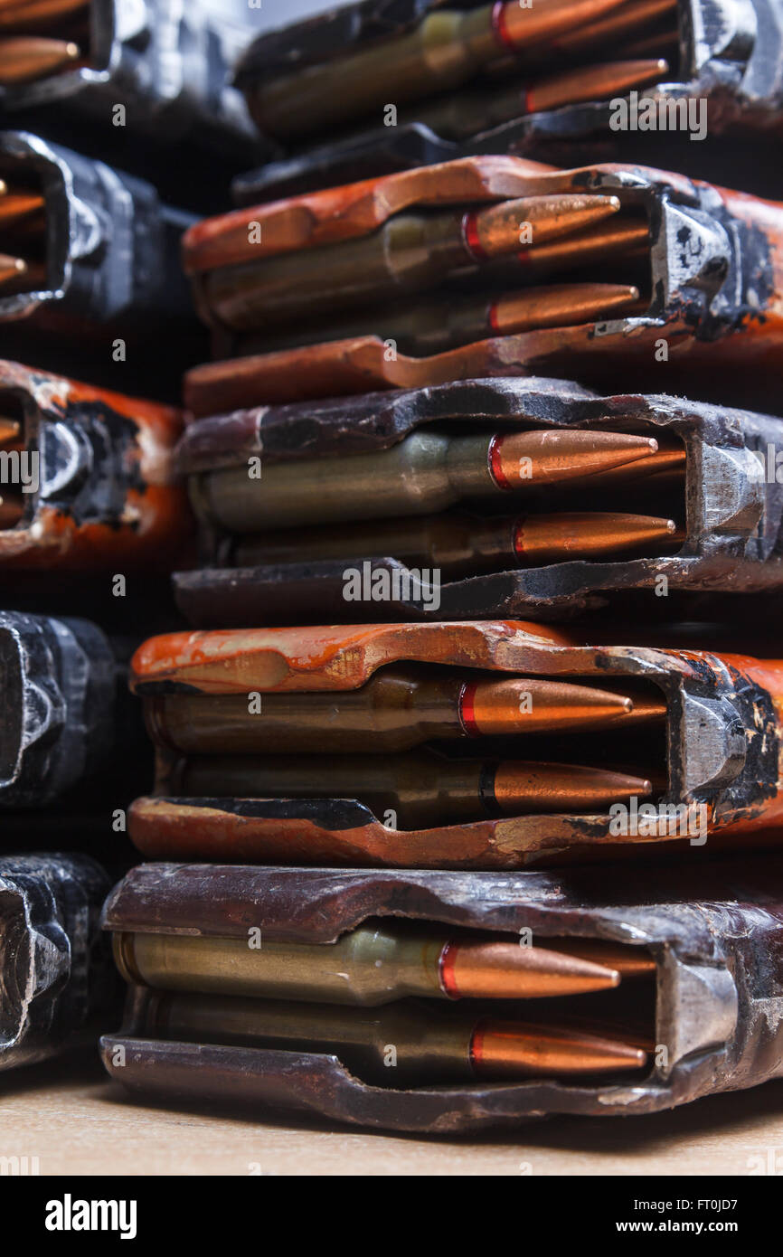 ammo for machine guns with loaded magazines Stock Photo - Alamy