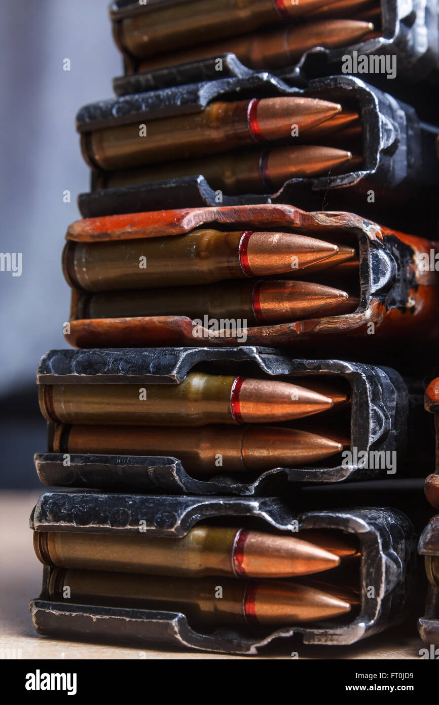 ammo for machine guns with loaded magazines Stock Photo - Alamy