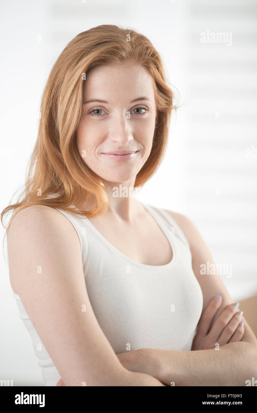 beautiful smiling redhead woman Stock Photo - Alamy