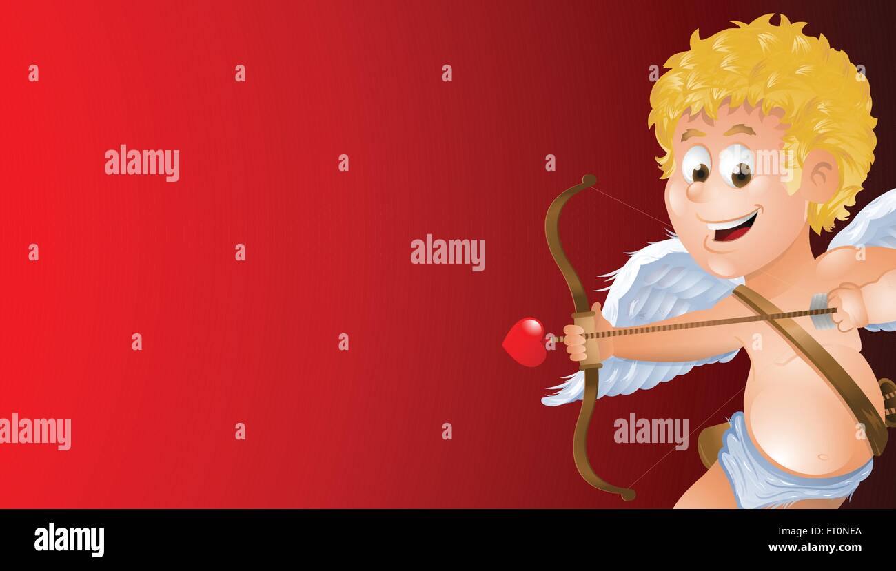 Cartoon cupid showing a blank red background banner Stock Vector Image ...
