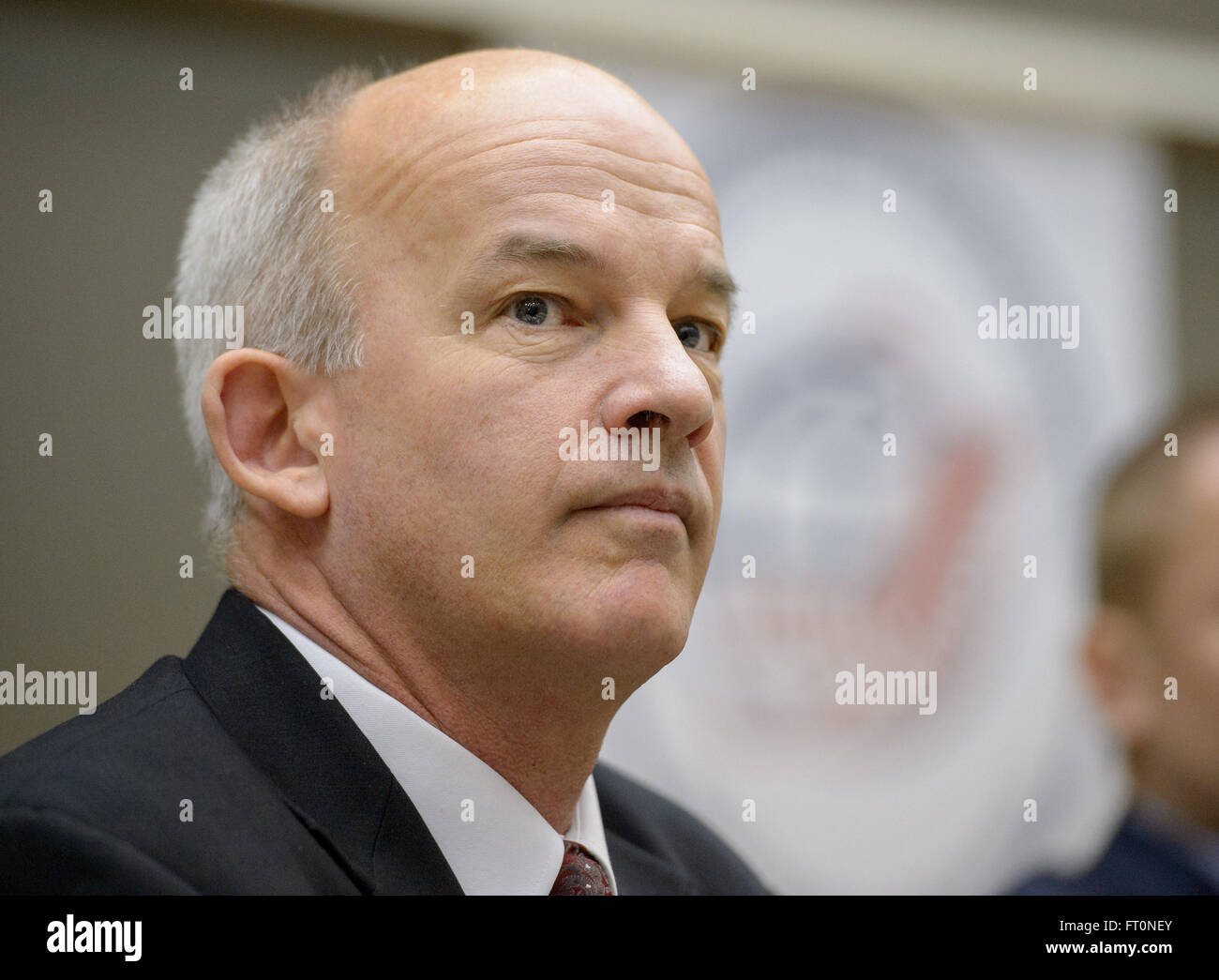 NASA astronaut Jeff Williams is seen at a press conference during ...