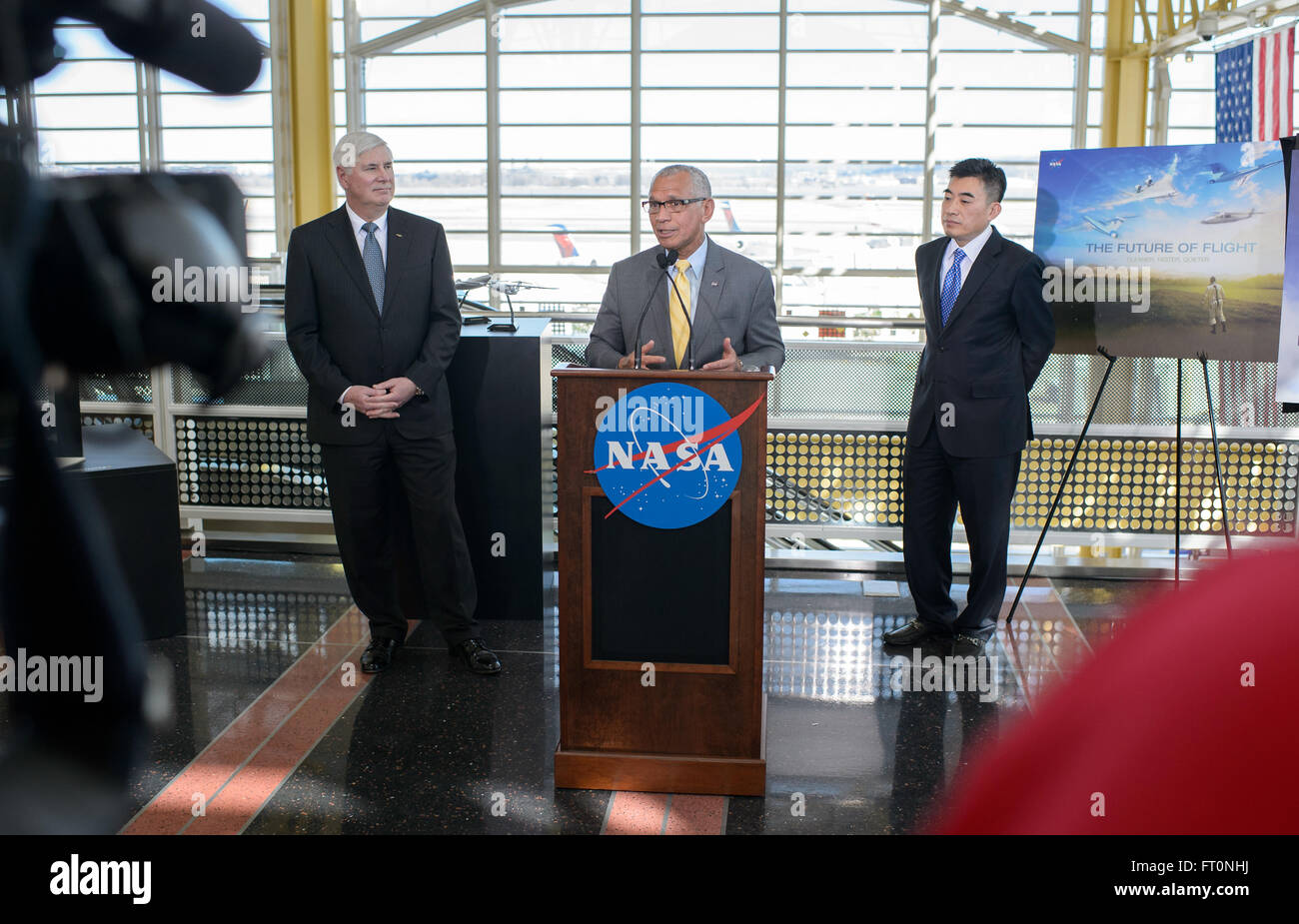 NASA Administrator Charles Bolden announces the award of a contract for ...