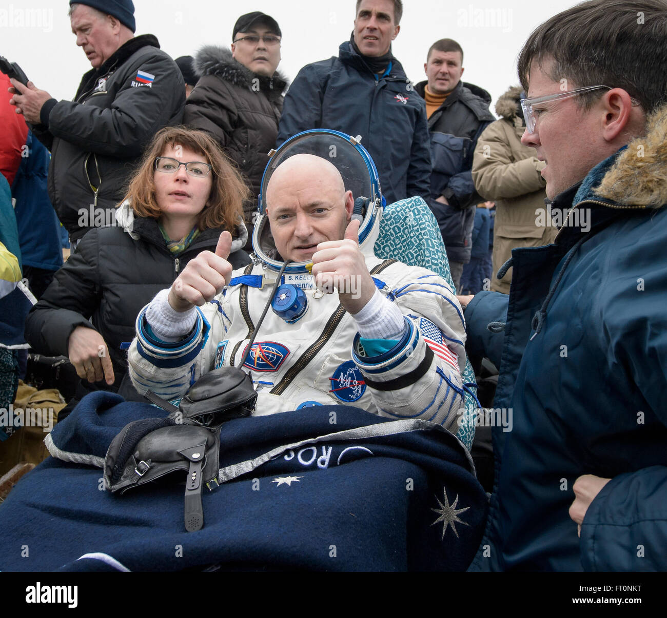 Expedition 46 Commander Scott Kelly, along with cosmonauts Mikhail ...