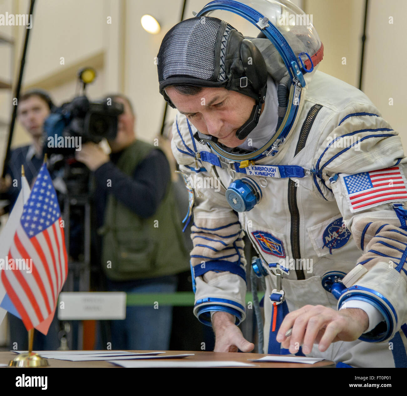 NASA astronaut Shane Kimbrough and cosmonauts Andre Borisenko and ...