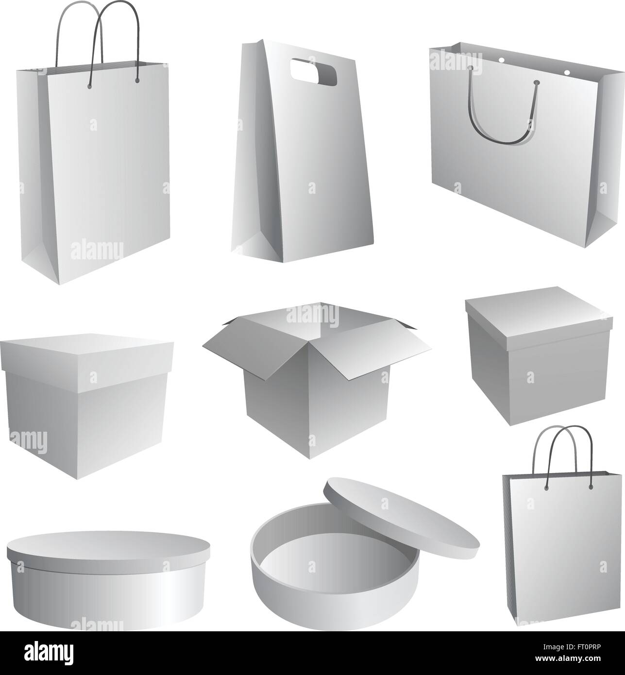 Set of paper bags and boxes Illustration for branding Stock Vector ...