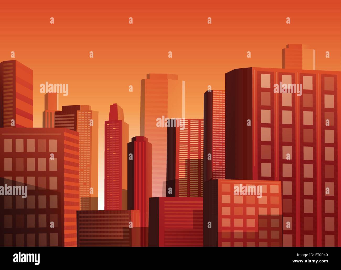 Cityscape at sunset vector illustration background Stock Vector Image ...