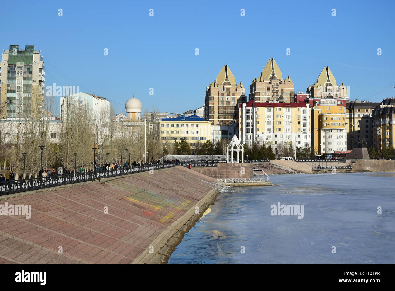 Street view with modern buildings in Astana, capital of Kazakhstan ...