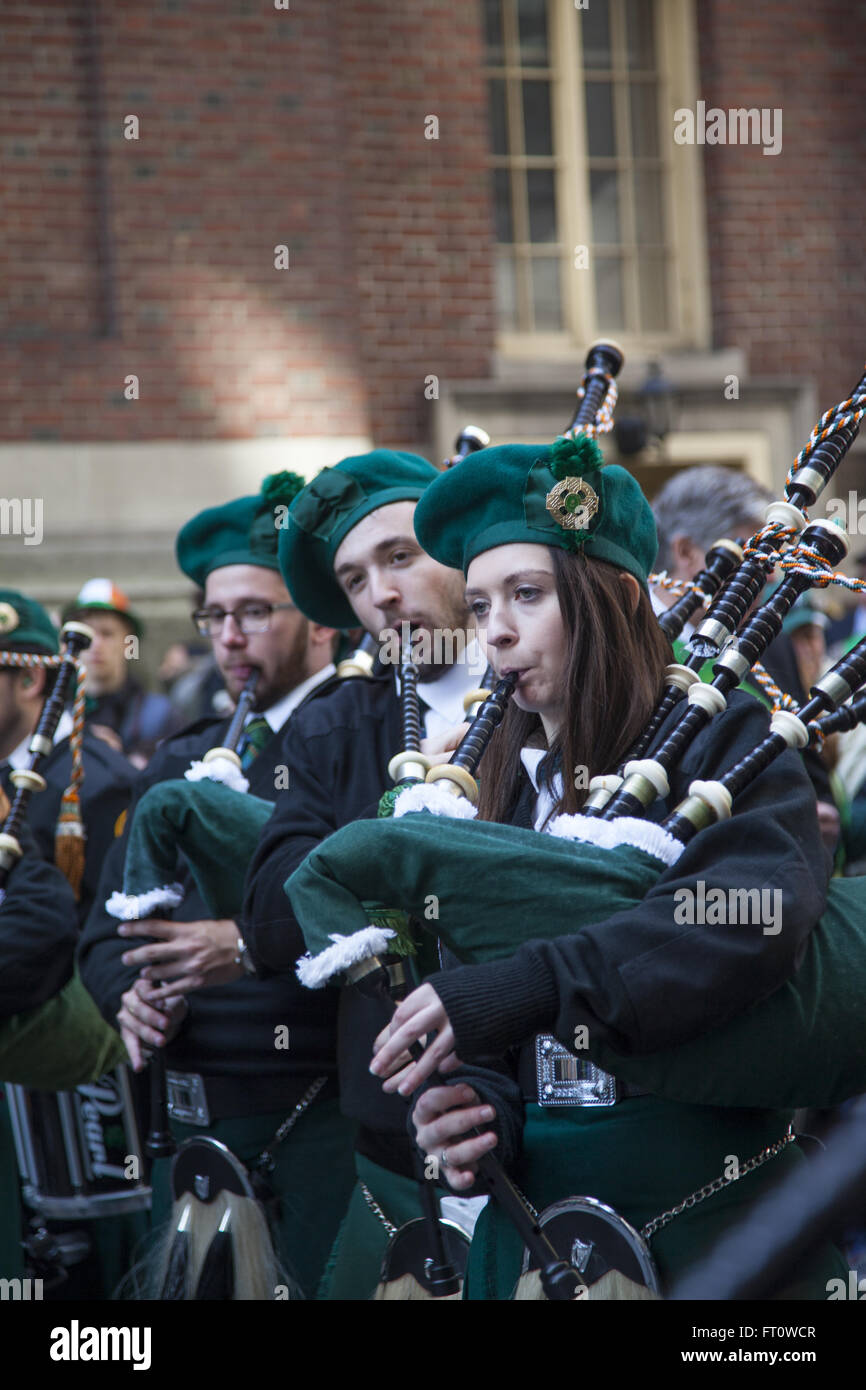 Pipe and Drum bands tuned up and ready to march in the Saint Patrick's ...