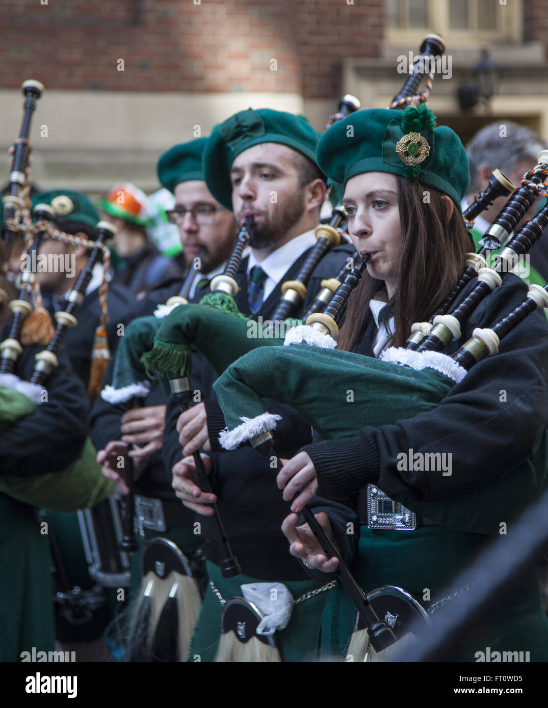 Pipe and Drum bands tuned up and ready to march in the Saint Patrick's ...