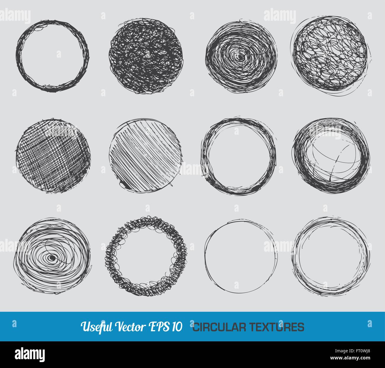 Hand drawn vintage circular textures set Stock Vector Image & Art - Alamy