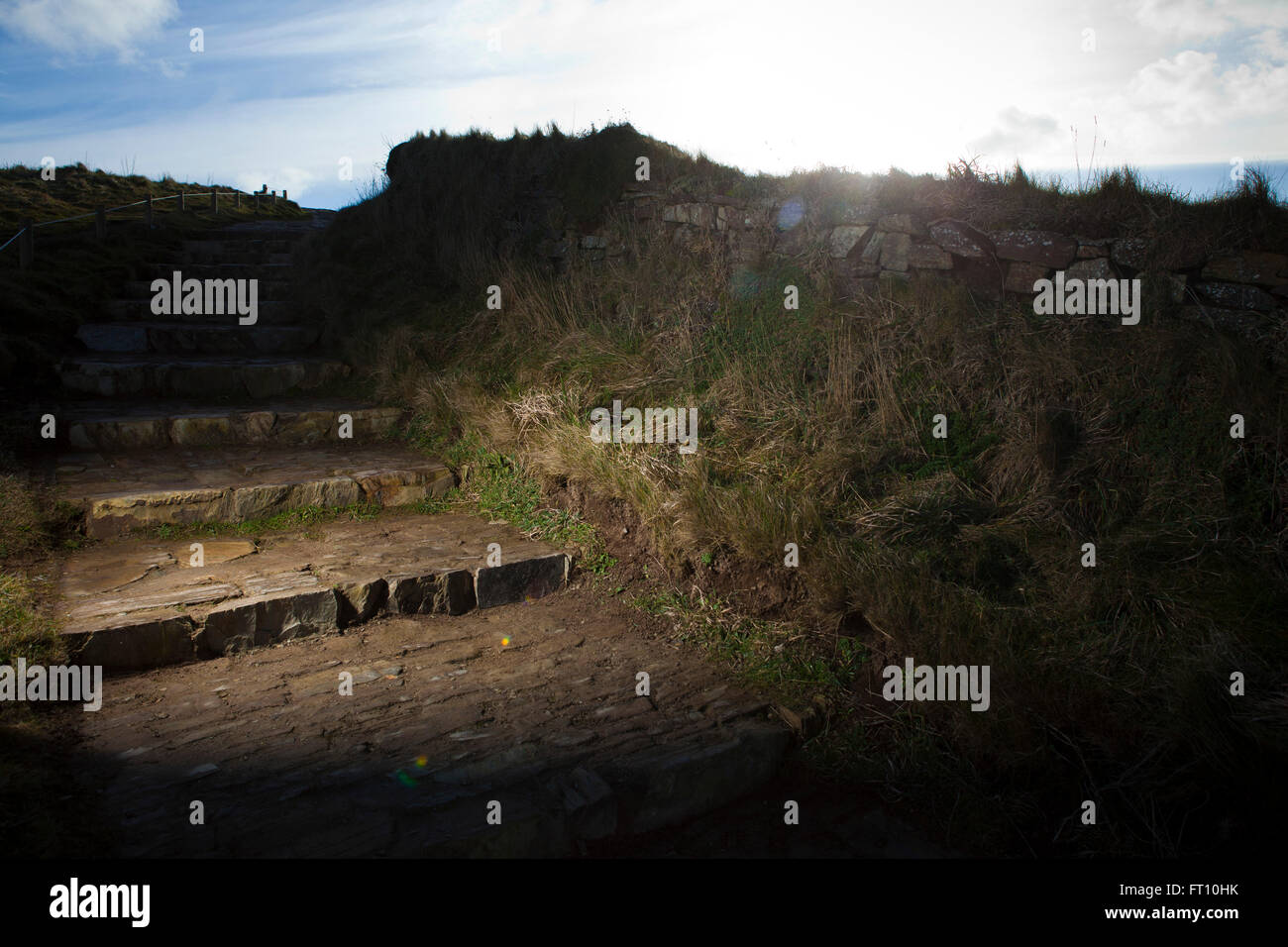 Stone steps on the coastal path at Detruthan steps, cornwall Stock ...