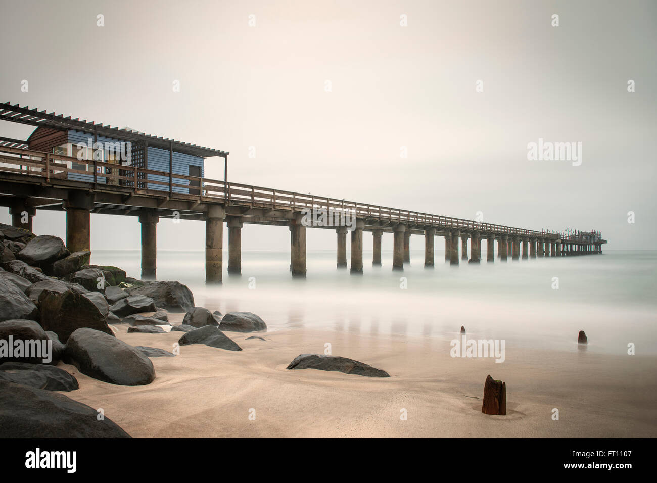 Jetty with restaurant on Swakopmund beach, Namibia, Atlantic Ocean ...