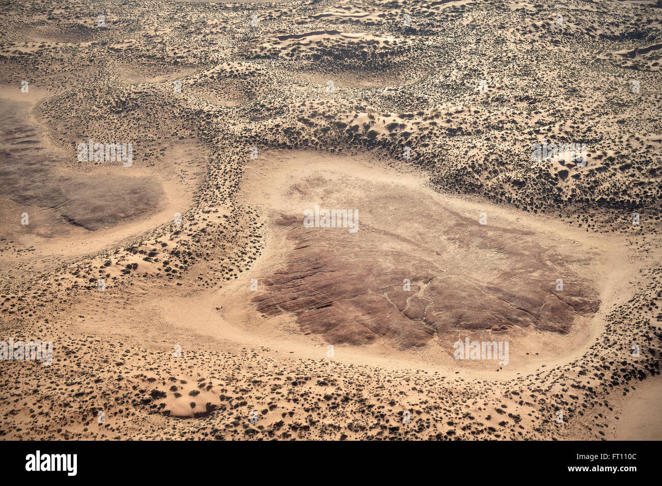 Aerial view of the so called Valley of the Moon, near Swakopmund valley, Namibia, Namib desert ...