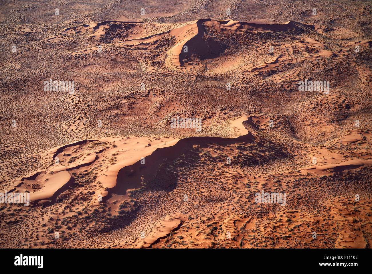 Aerial view of red sand dunes of the Namib Desert, Namibia, Africa ...