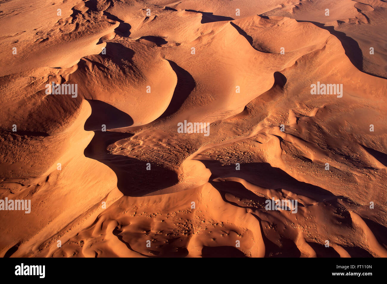 Aerial view of red sand dunes of the Namib Desert, Namibia, Africa ...