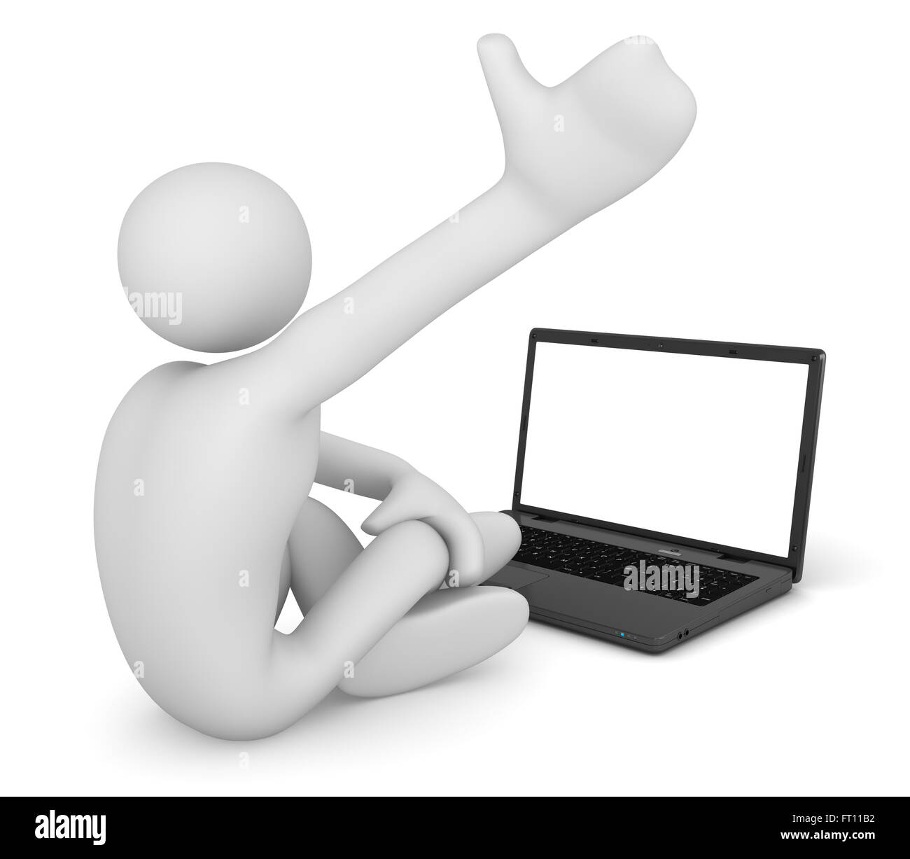 Laptop sitting on white Black and White Stock Photos & Images - Alamy