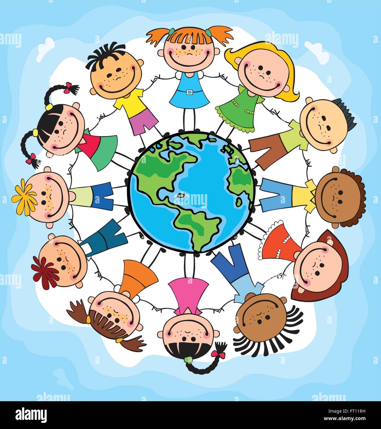 Globe kids. Children Earth day. Vector Stock Vector Image & Art - Alamy