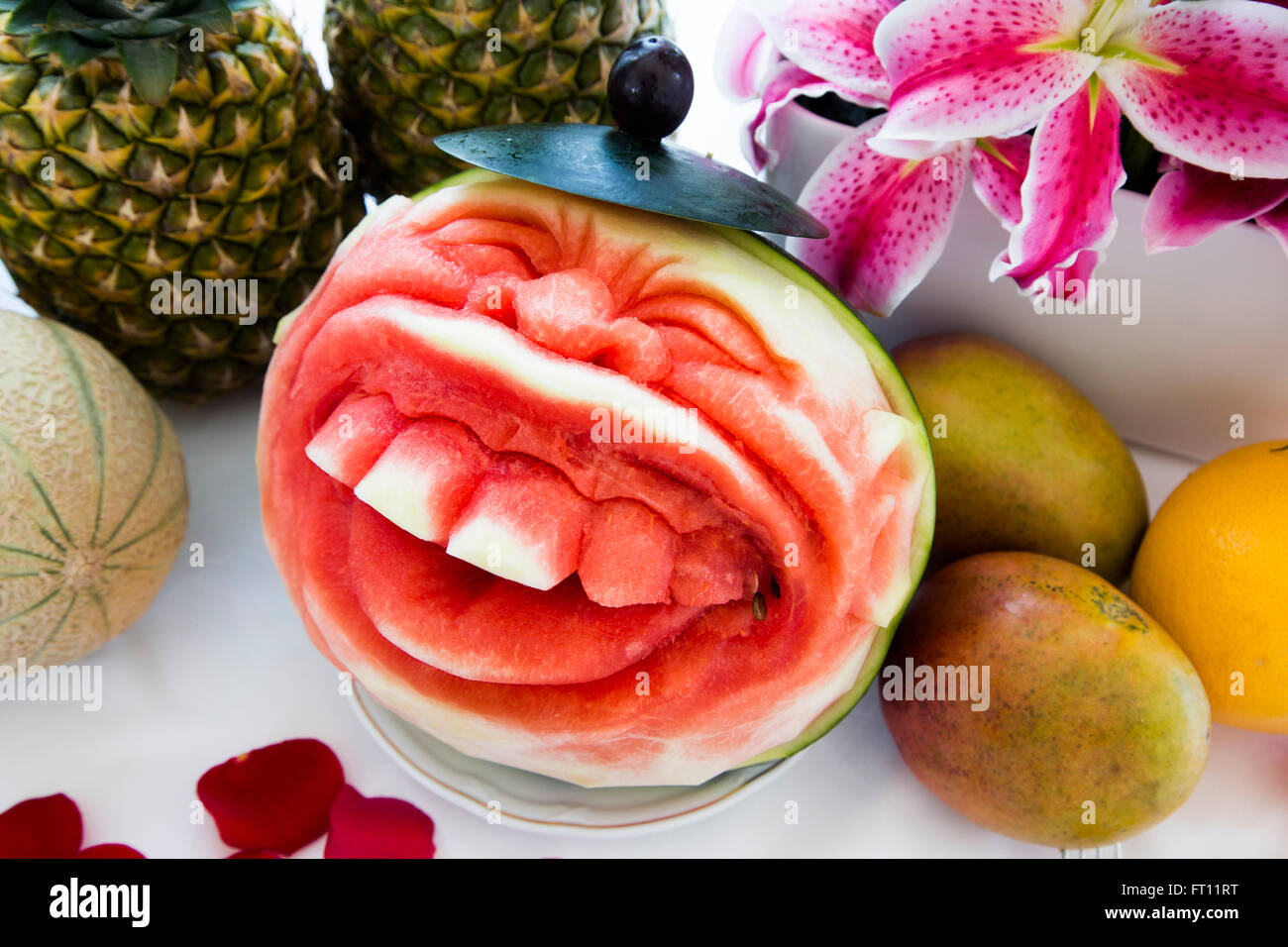 Carved Watermelon Ship