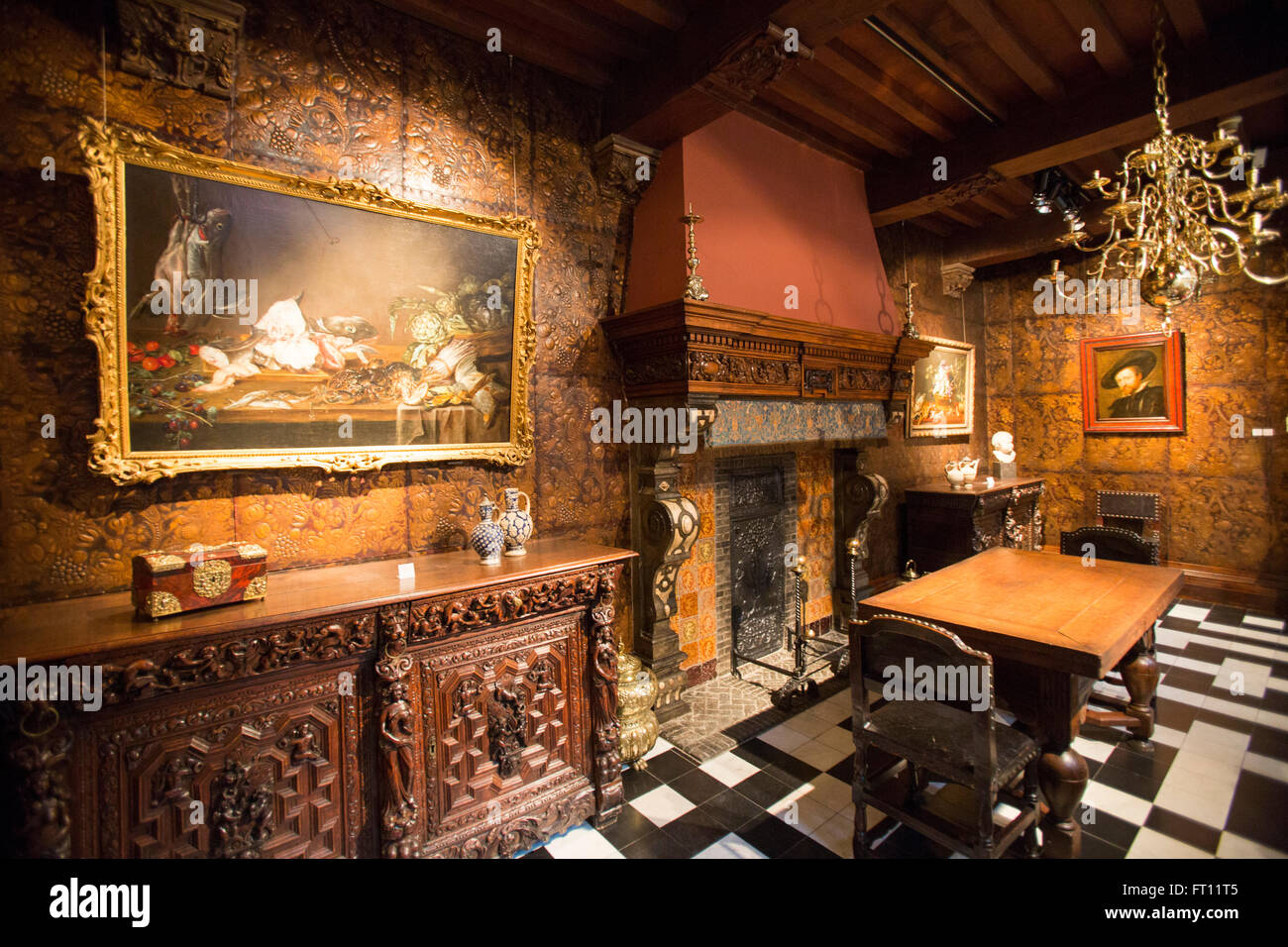 Interior of the Rubenshuis Museum, Rubens House, former home and studio ...