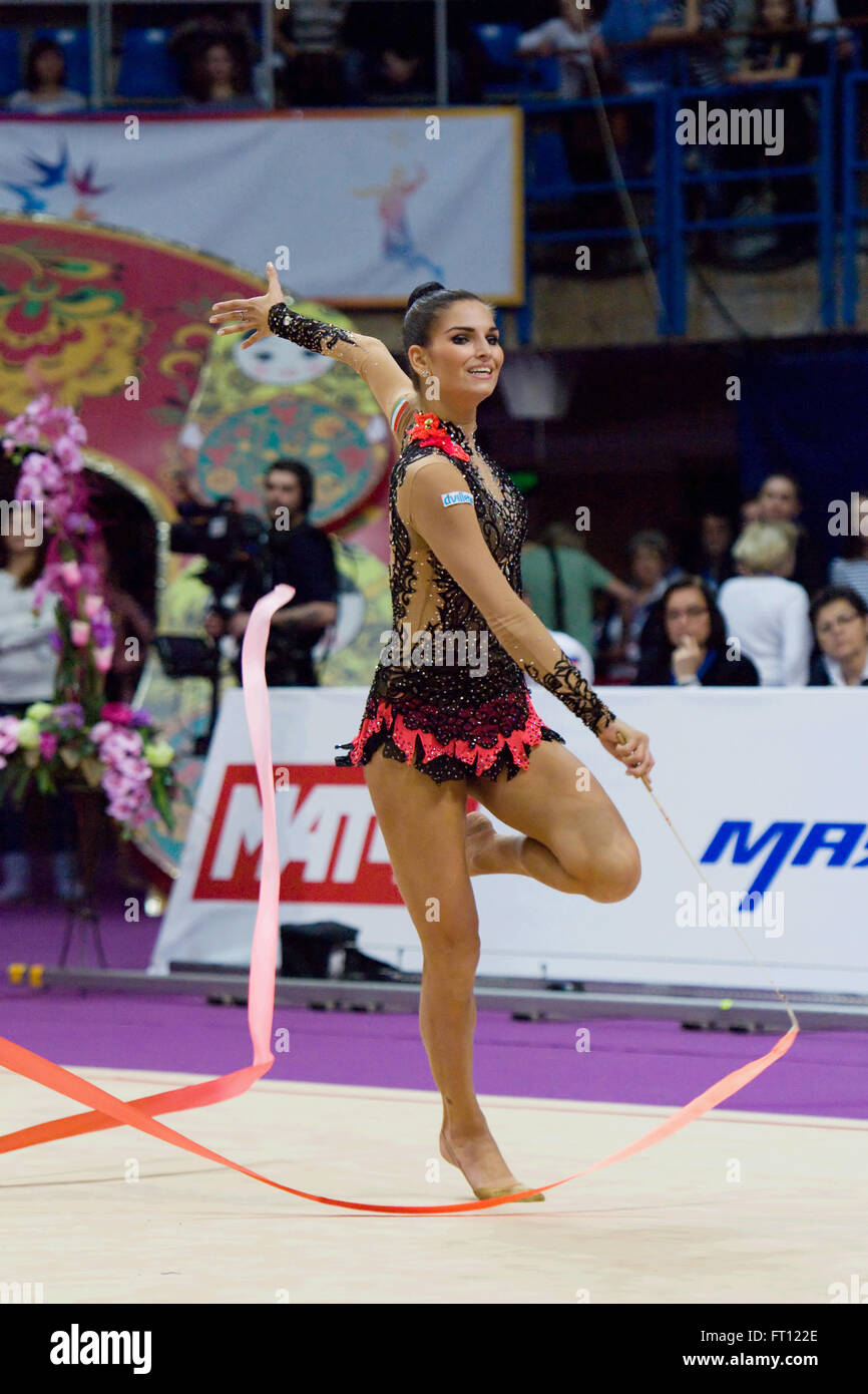 MOSCOW, RUSSIA - FEBRUARY 20, 2016: Dora Vass, Hungary on Rhythmic ...