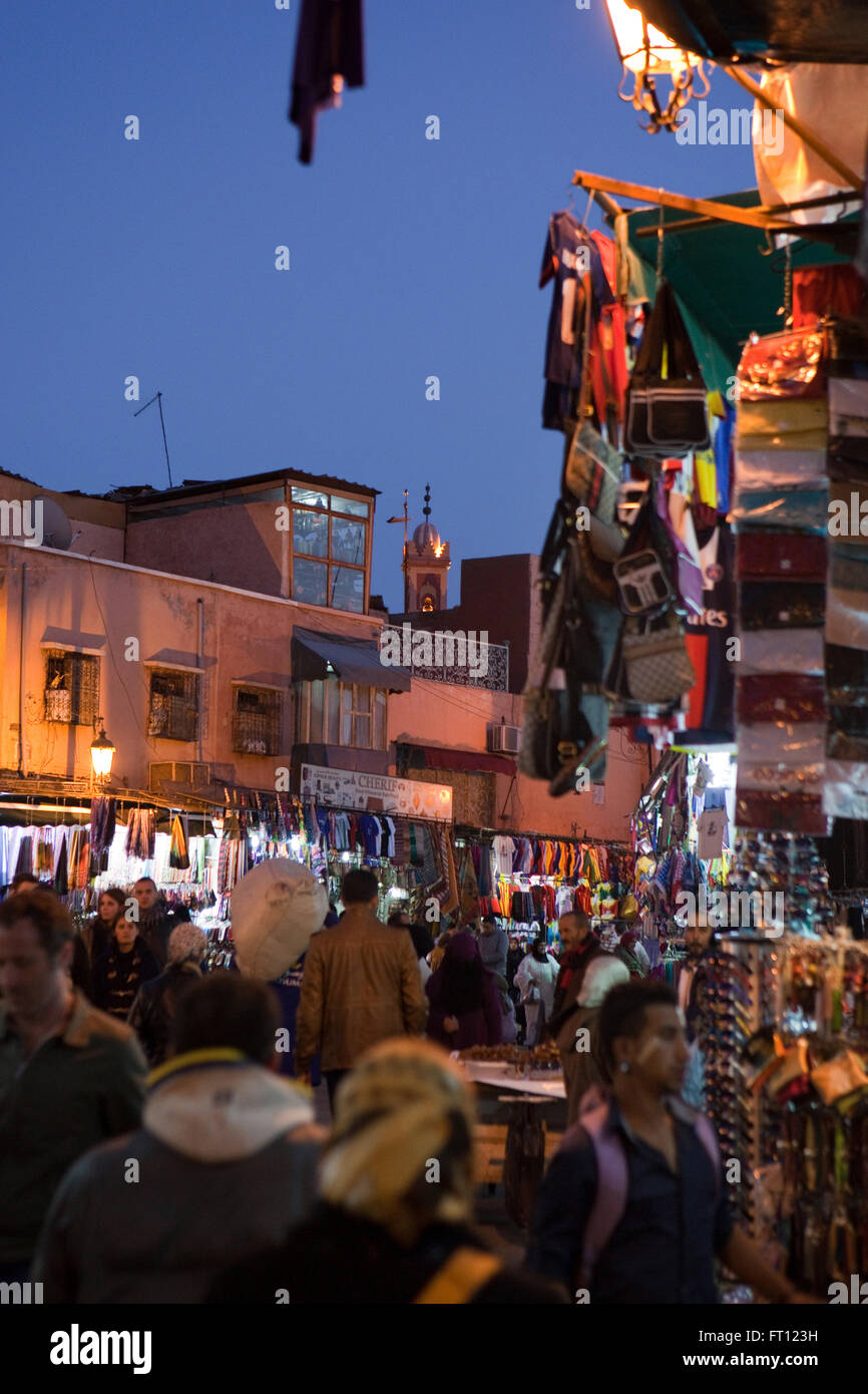 lively scene in the souk at night, Marrakech, Morocco Stock Photo - Alamy