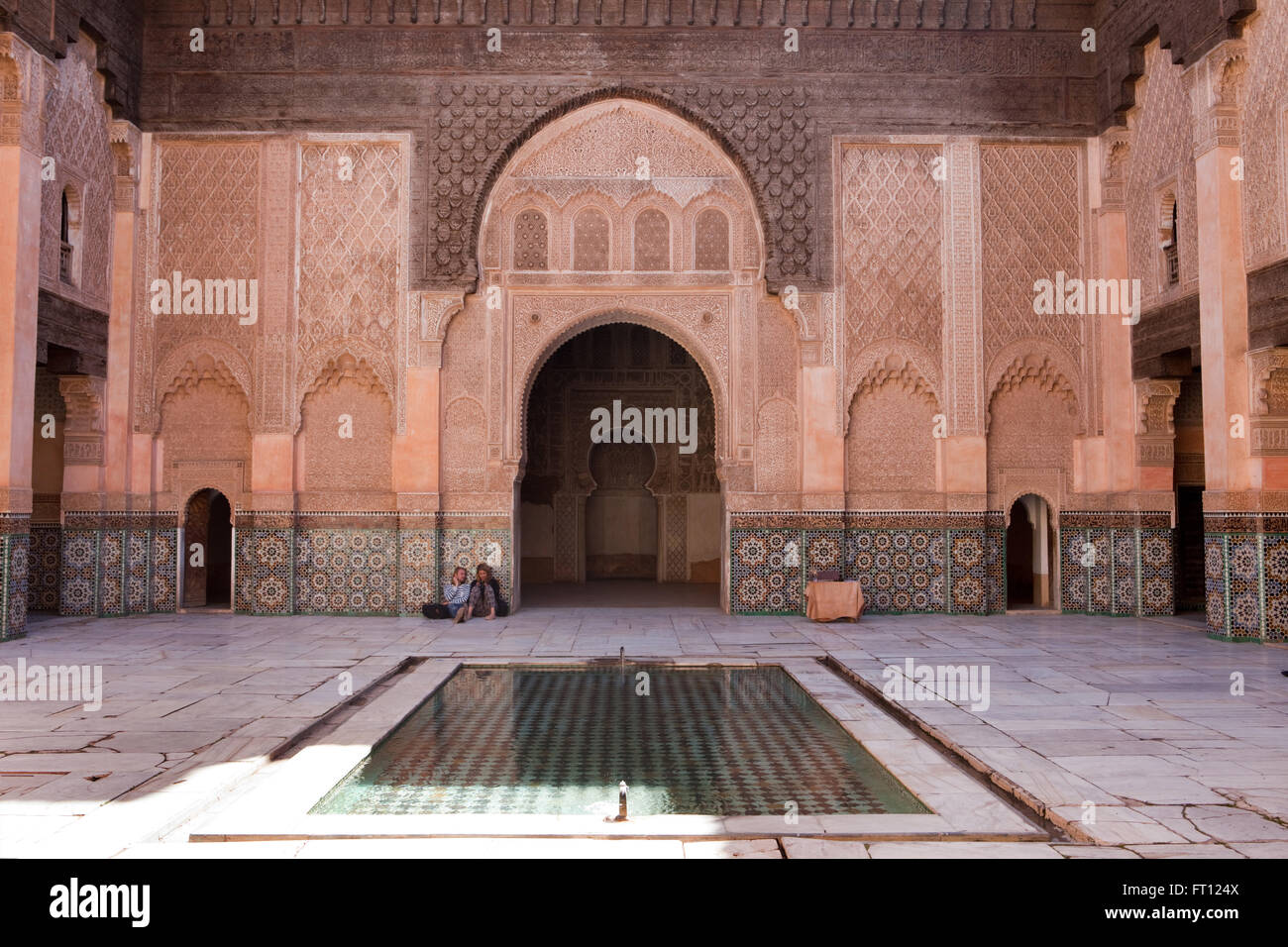 Courtyard in the Ben Youssef Madrassa, an old Islamic school, Marrakech ...