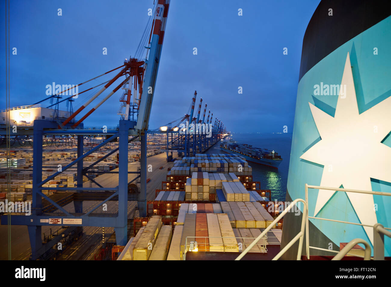 Container ship in harbor, Bremerhaven, Bremen, Germany Stock Photo - Alamy