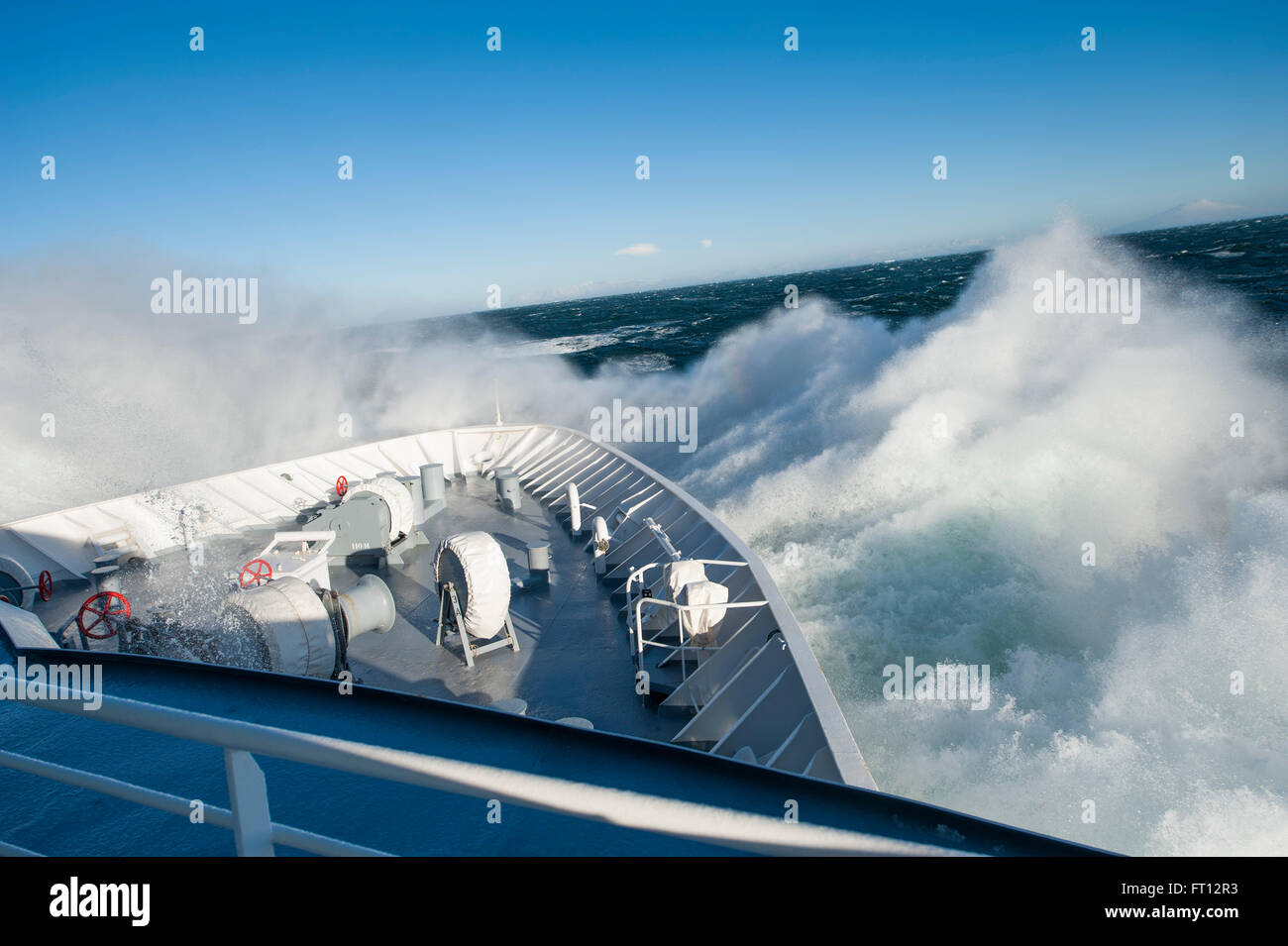 Bow of expedition cruise ship MS Hanseatic Hapag-Lloyd Cruises crashing ...