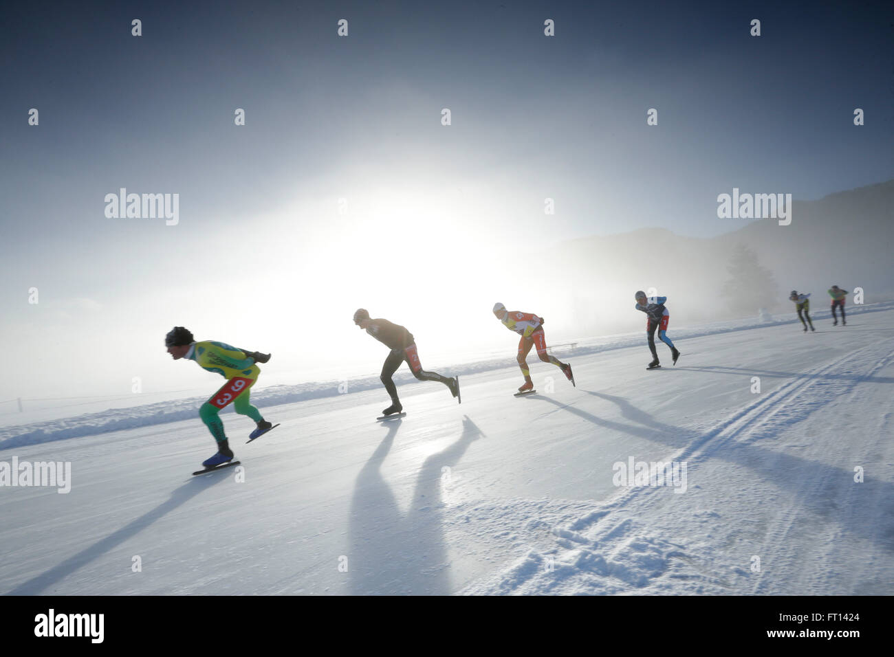 Ice speed skaters on lake Weissensee, Alternative Eleven cities tour ...