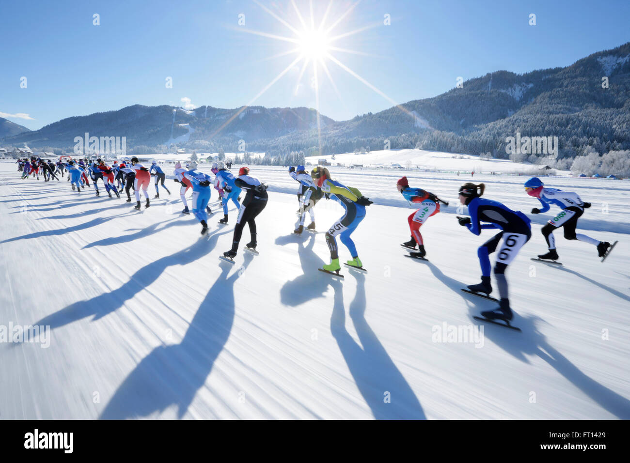 Female ice speed skaters on lake Weissensee, Alternative Eleven cities ...