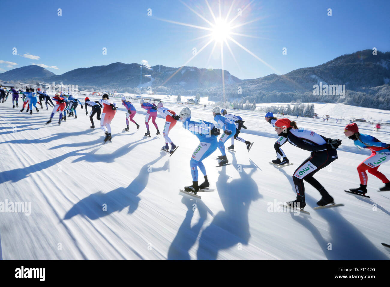 Female ice speed skaters on lake Weissensee, Alternative Eleven cities ...