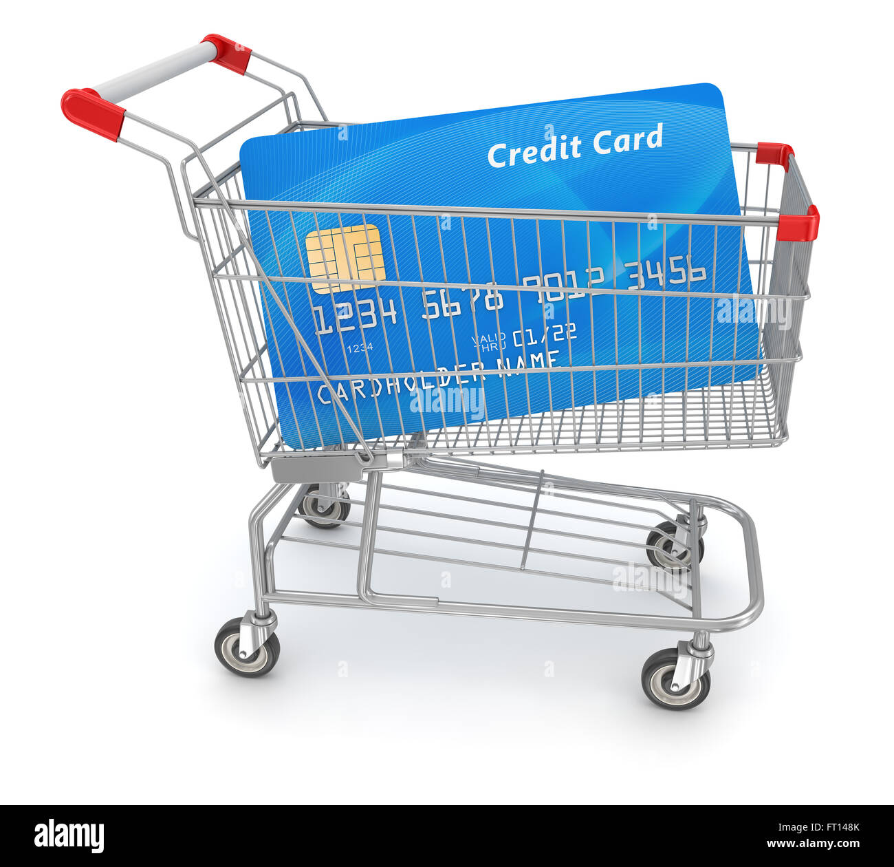 Credit Card in Shopping Cart. 3d rendered and isolated image Stock ...