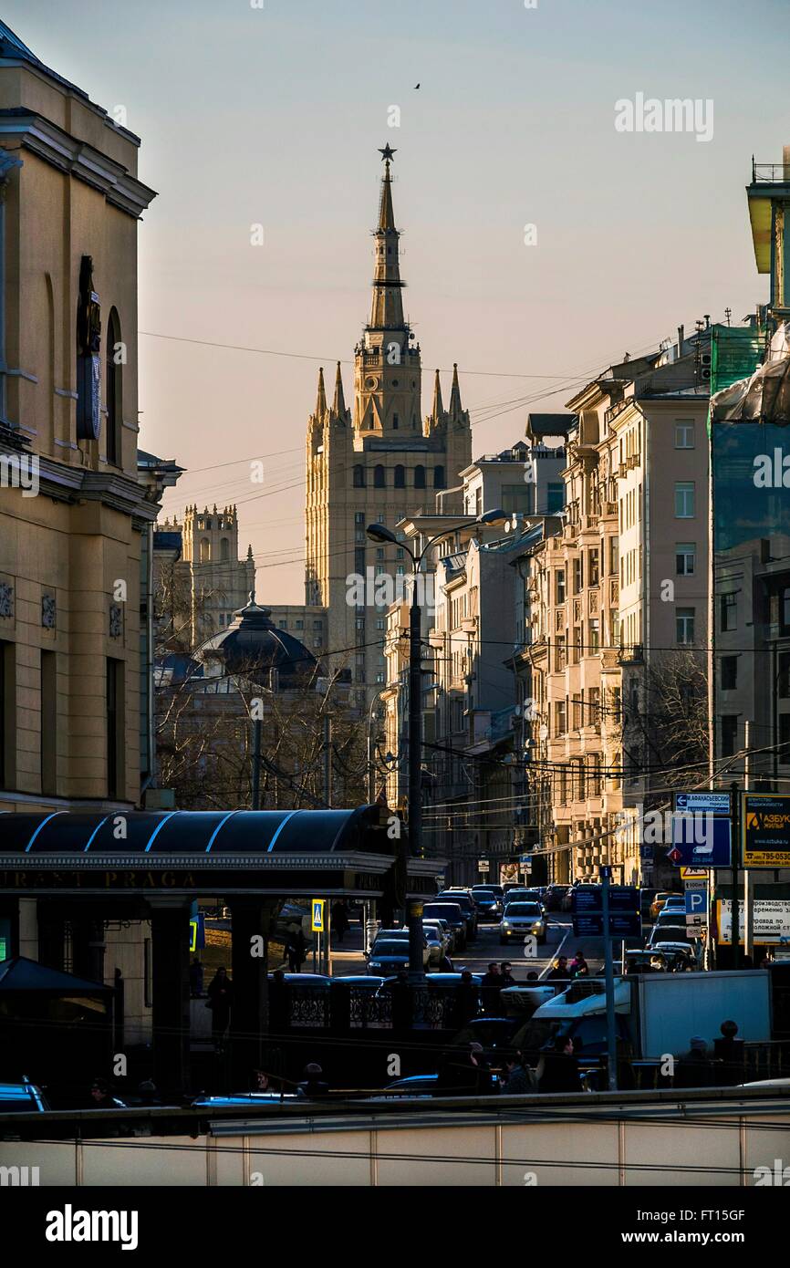 Russia, Moscow. View of Povarskaya Street from Arbatskaya Square Stock ...