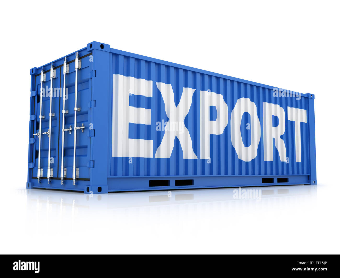 Blue Container export on white background (done in 3d Stock Photo - Alamy