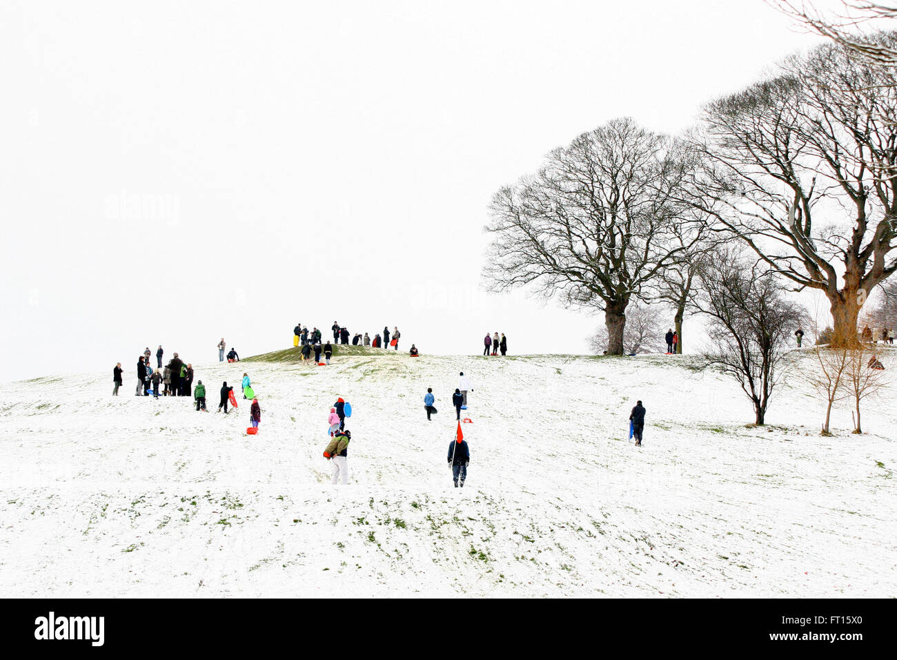 People having fun in the snow in Bath Stock Photo - Alamy