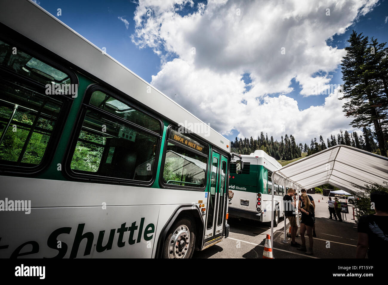 Yosemite National Park Shuttle Station to Glaciar Point Stock Photo - Alamy