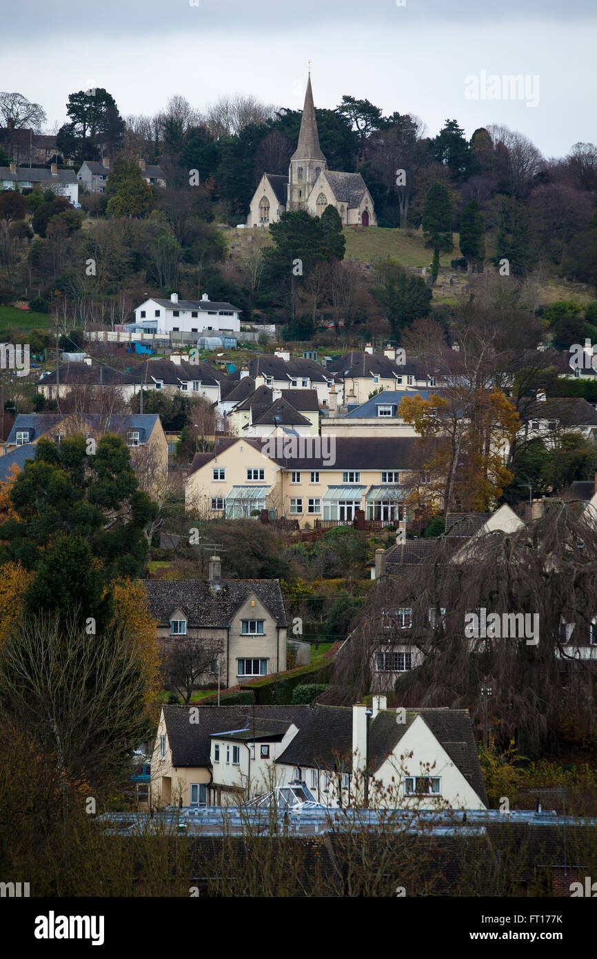 Stroud town in Gloucestershire. PICTURED HERE a view acrtoss the valley ...
