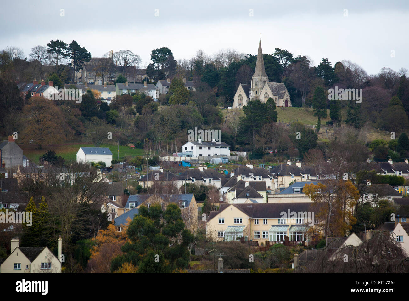 Stroud town in Gloucestershire. PICTURED HERE a view acrtoss the valley ...