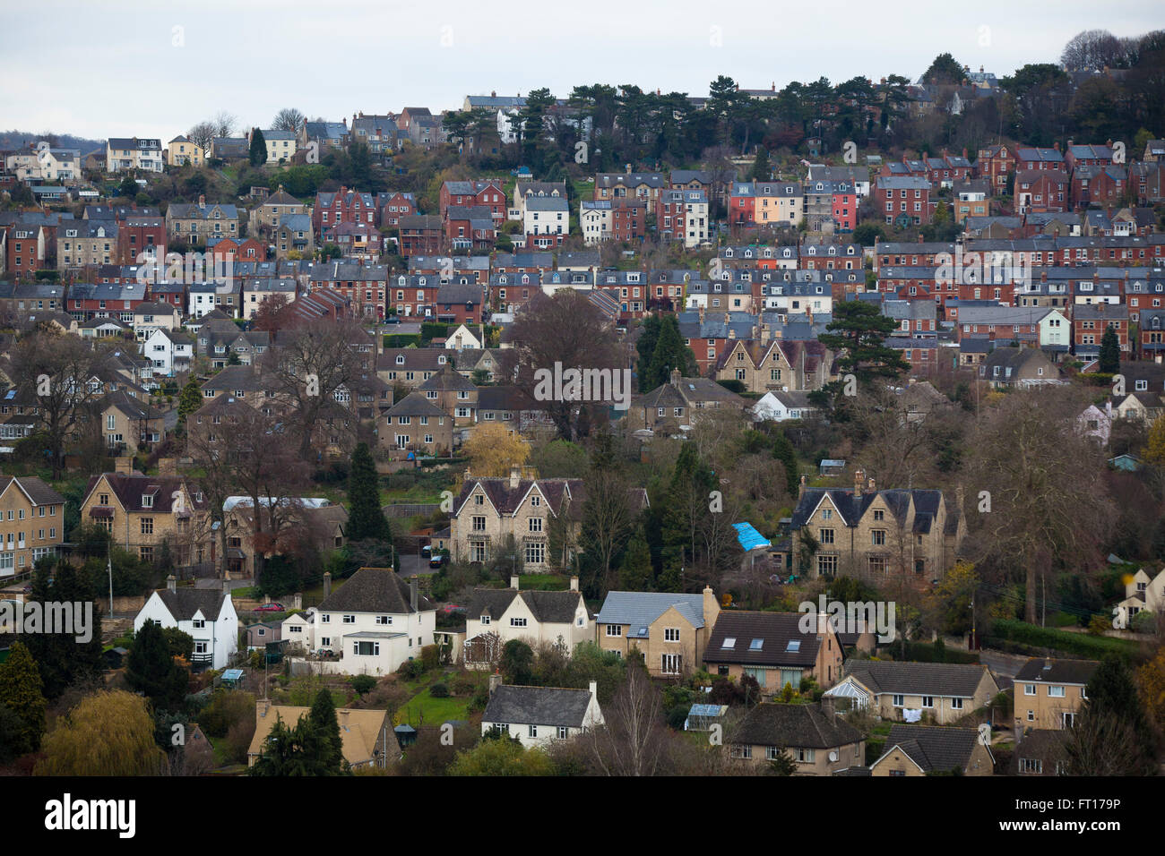 Stroud town in Gloucestershire. PICTURED HERE a view acrtoss the valley ...