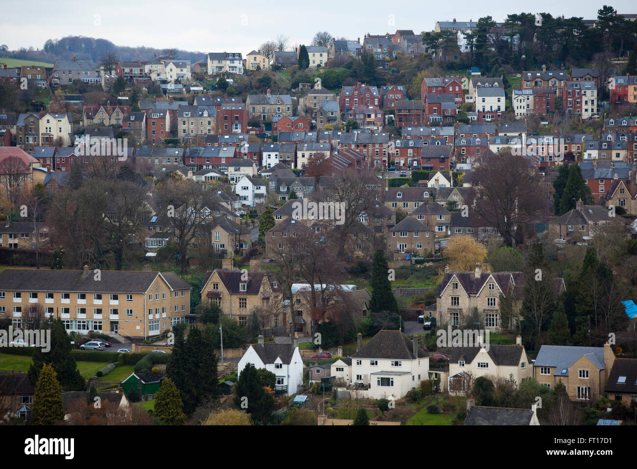 Stroud town in Gloucestershire. PICTURED HERE a view acrtoss the valley ...