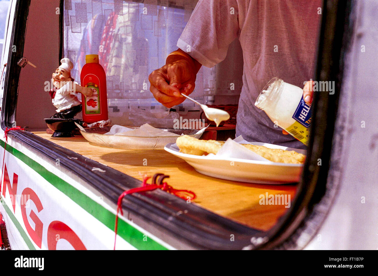 Czech Fast Food, the mobile stall, food truck, food preparation, Langos ...