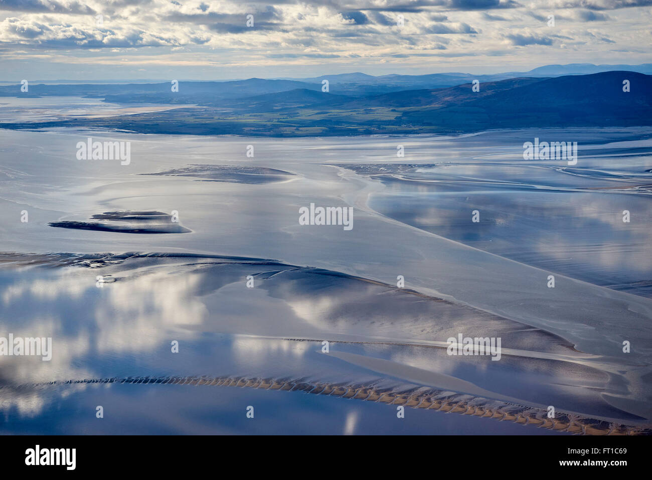 An aerial view of the Solway Firth, between England and Scotland, UK ...