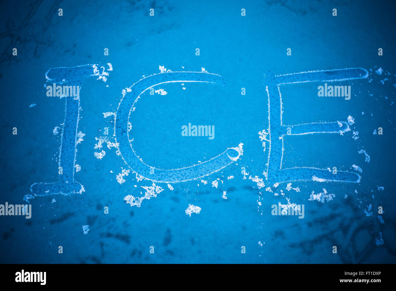 words written in an icy windscreen Stock Photo - Alamy