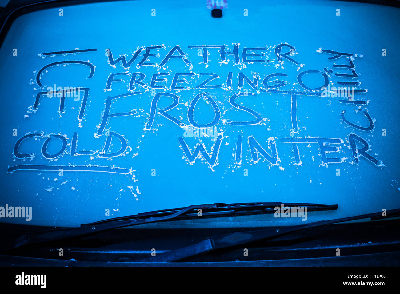 words written in an icy windscreen Stock Photo - Alamy