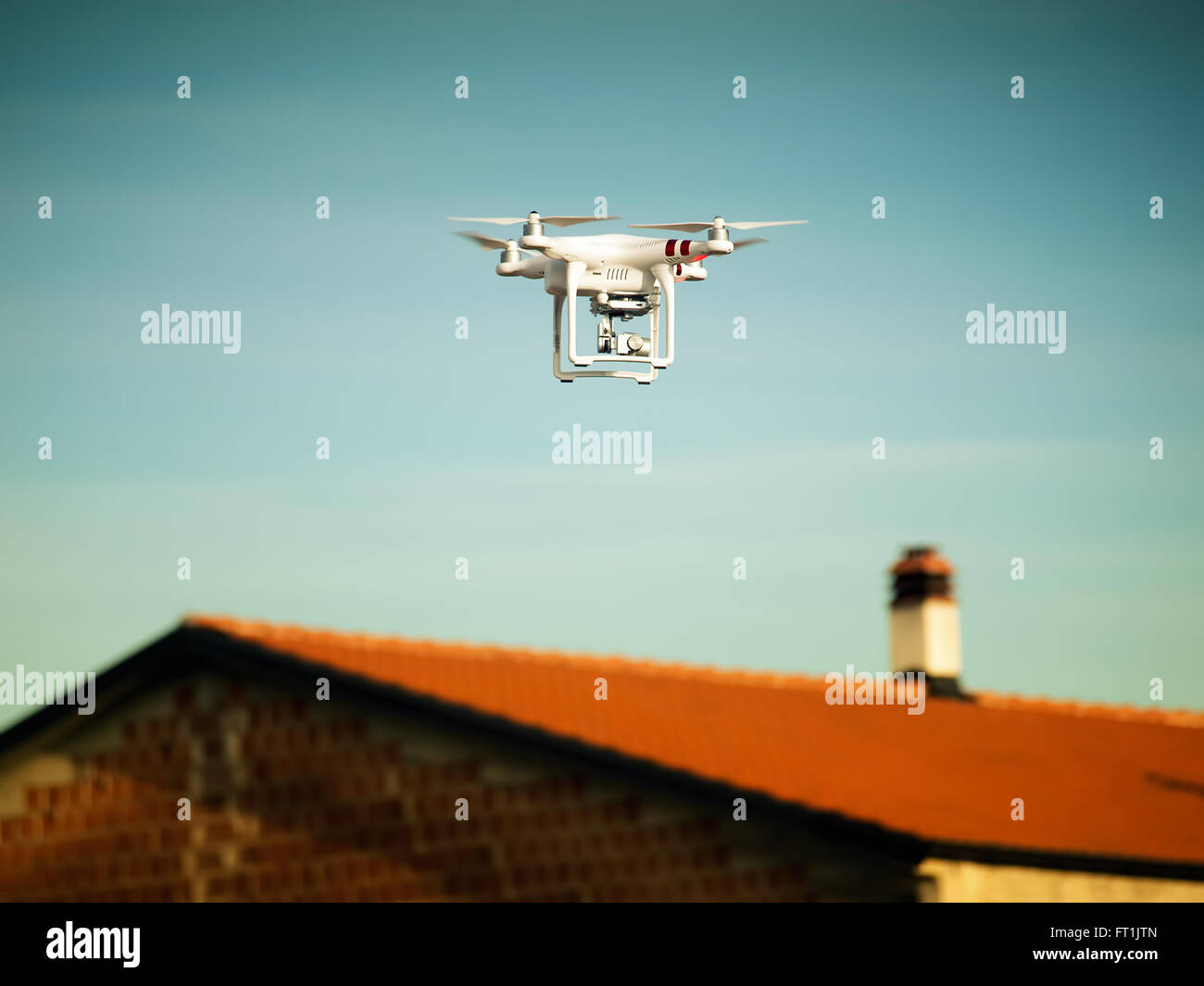 View of the drone over the rooftops Stock Photo - Alamy