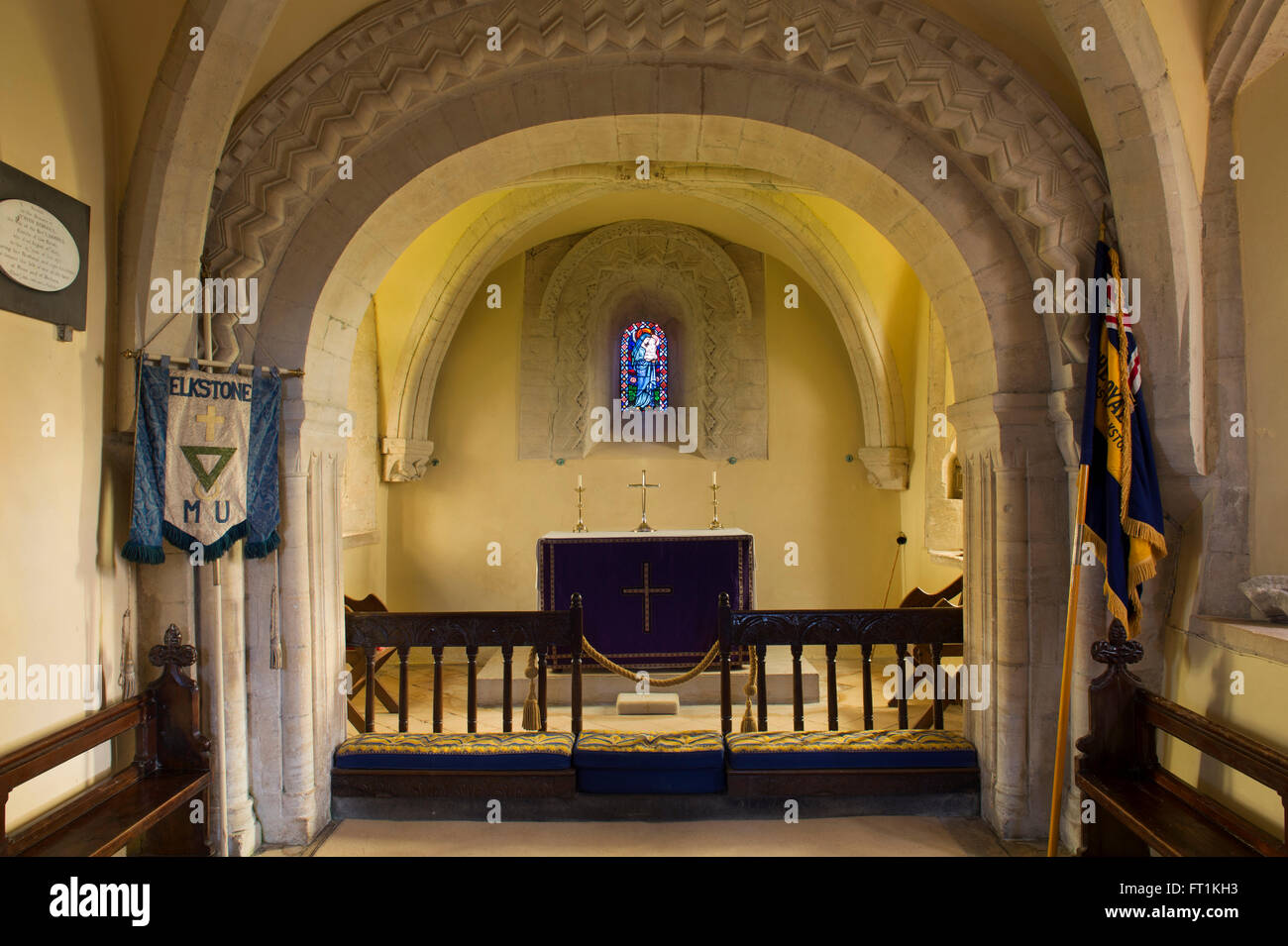 Altar and Stained Glass window interior of St John the Evangelist ...